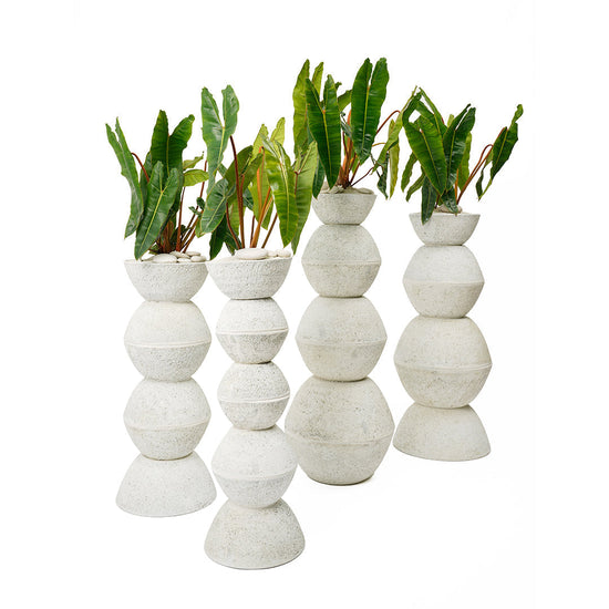 Totem Sculpture White with Foliage Plants – PLANT THE FUTURE